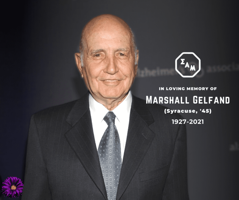 Marshall Gelfand (Syracuse, '45) Enters Chapter Eternal - Sigma Alpha Mu